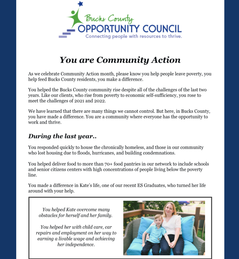 Newsletter - Community Connections - Bucks County Opportunity Council